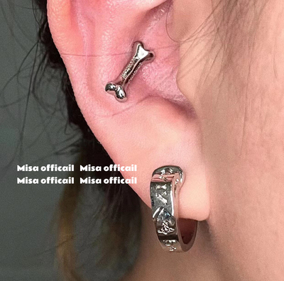 Misa officail｜皮带扣耳环男女同款耳饰小众骨头耳钉土星精致帅