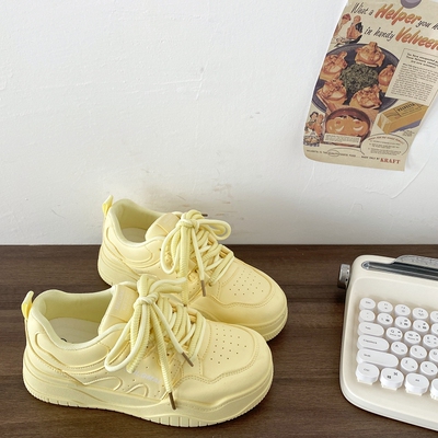 小众美式黄色面包鞋复古百搭板鞋