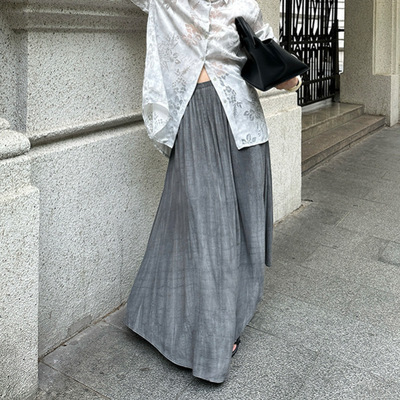 「1.19/春季上新」UNITY MODE 炒色人丝不规则长裙半身裙女250356