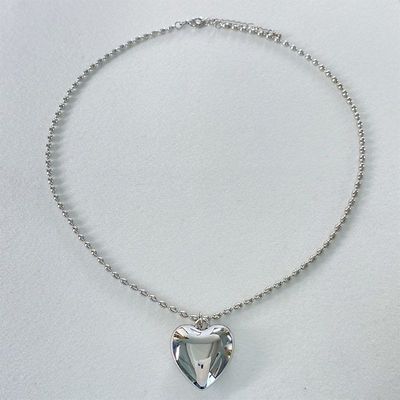 【K社制造】ins甜酷风金属珠珠链爱心灰色吊坠项链锁骨链