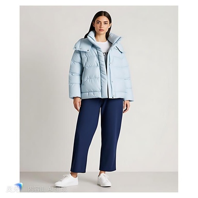 鹅绒大版型大帽子羽绒服立领廓形冬季女保暖7802