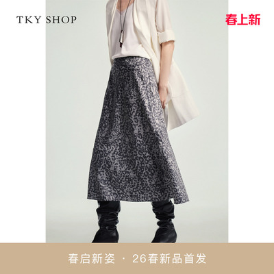 TKYSHOP豹纹印花A字半身裙