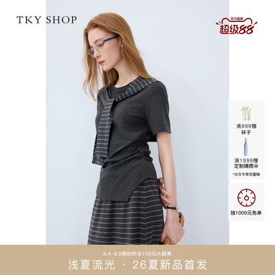 TKYSHOP学院风披肩短袖T恤