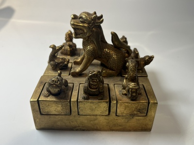 古玩收藏印章八旗印章印章銅鎏金鍍金純銅仿古工藝手工雕刻送擺件