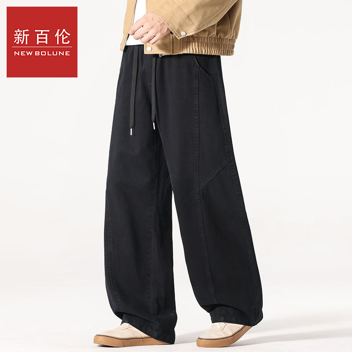 新百伦美式弯刀休闲裤秋冬新款纯棉潮流时尚宽松百搭弯刀休闲长裤