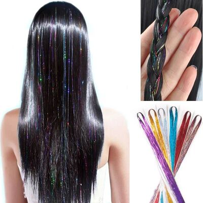 93cm Colorful Bling Hair Extension Accessories Laser Gold Sh