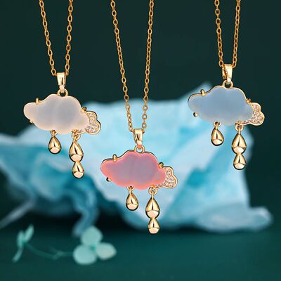 Fashion Cloud Zircon Pendant Necklace for Women Girls Stainl