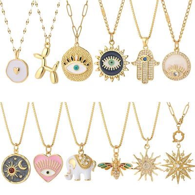 Vintage Heart Necklace Evial Eyes Necklace for Women Irregul