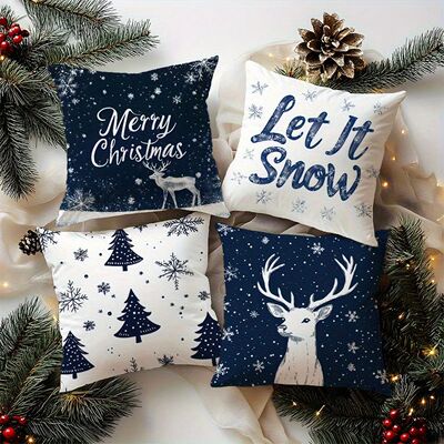 Festive Christmas Pillowcases: Let It Snow and Merry Christm