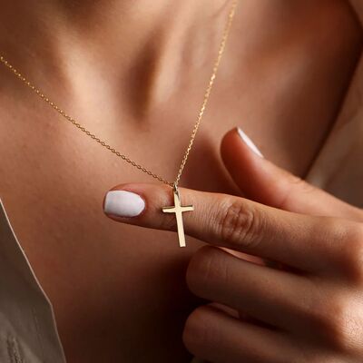 Fashion Stainless Steel Cross Gold Silver Color Necklace for
