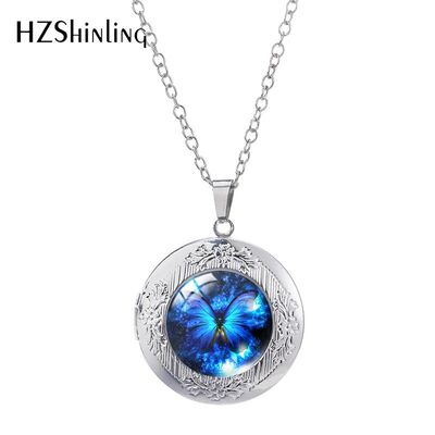 Purple Magic Butterfly Locket Jewelry Necklace Beautiful and