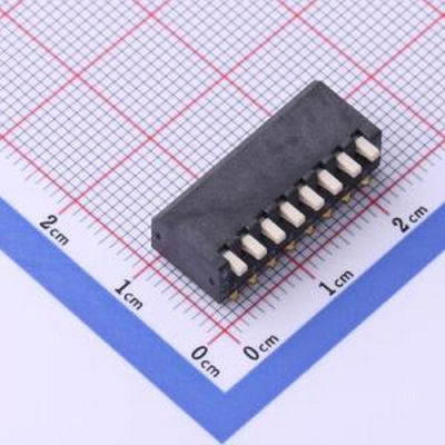 DSPV08LSGET 8位 2.54间距贴片型 琴键式侧拨 黑色拨码开关 拨动