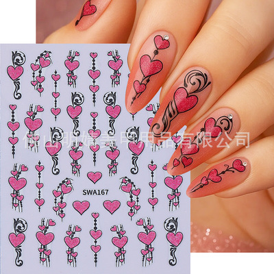 Nail Stickers Maillard Color Love Valentine's Day Bronzing F