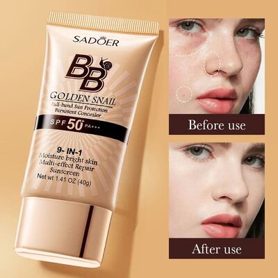 SPF50 Sunscreen BB Cream Face Makeup Foundation Primer Moist