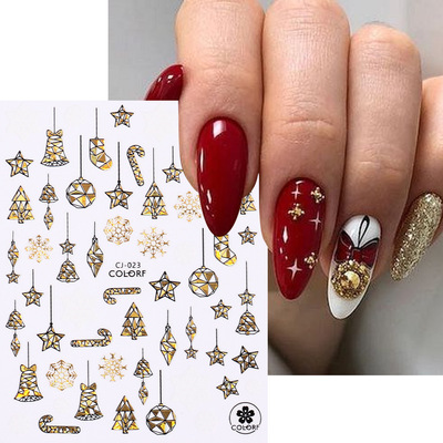 Christmas Bronzing Nail Sticker Santa Elk Snowman Bronzing S