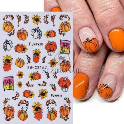 Nail Stickers Autumn Maple Leaf Fruit Deciduous Sunflower Pu