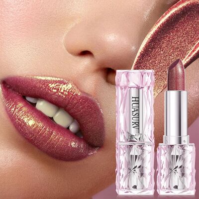 Waterproof Shimmer Lipstick: Pearlescent Fine Glitter Long L