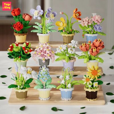 1PC Mini Succulent Flower Pot Building Blocks Simulation Flo