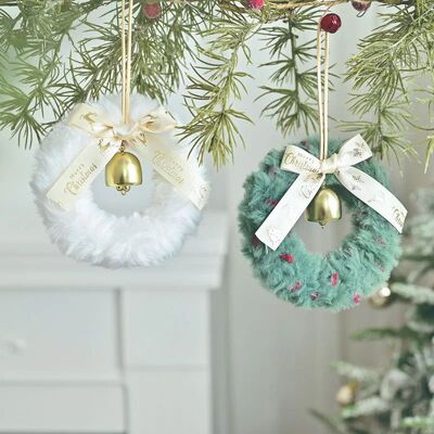 Plush Christmas Wreath Decoration Pendant Window Display Doo