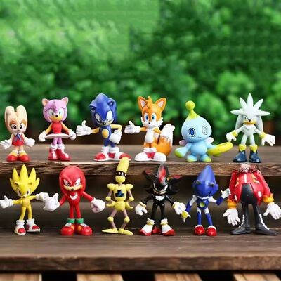 12Pcs/Set Cute Sonic Character Toy Hedgehog Shadow Tail Anim