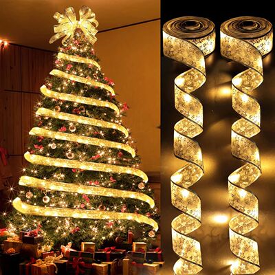 Christmas Ribbon Fairy Light Christmas Decoration DIY Bows S