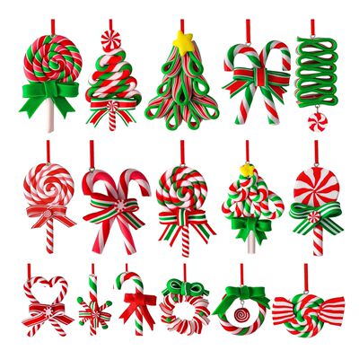 16/32Pcs Christmas Lollipop Ornaments Colorful Candy Cane Ha