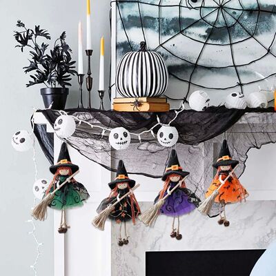 Witch Doll Halloween Witch Doll Hangable Decoration with Bro