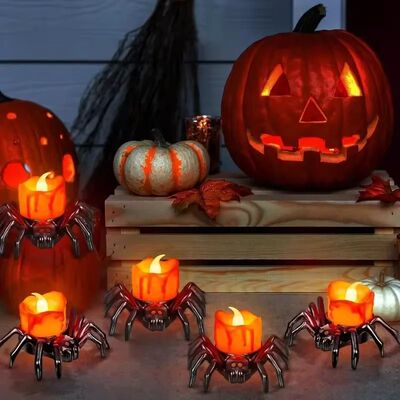 Halloween Decoration LED Candlelight Spider Plastic Pumpkin