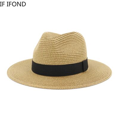 Large Size 60CM Summer Panama Hats For Women Men Wide Brim B