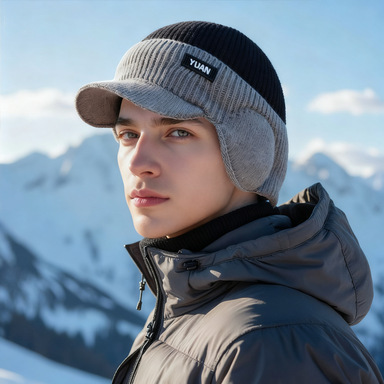 Winter Men's Hat Plus Velvet Padded Warm Wool Hat Riding Win