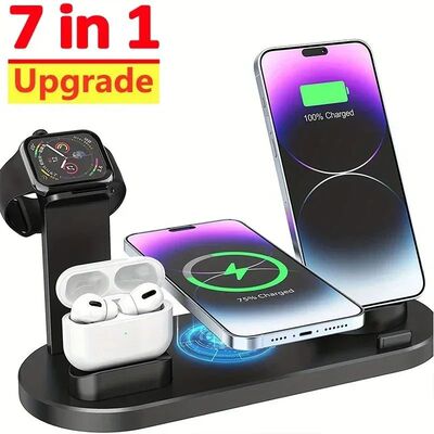 7In1 Wireless Charger Stand Pad For iPhone 11 12 13 14 15 X