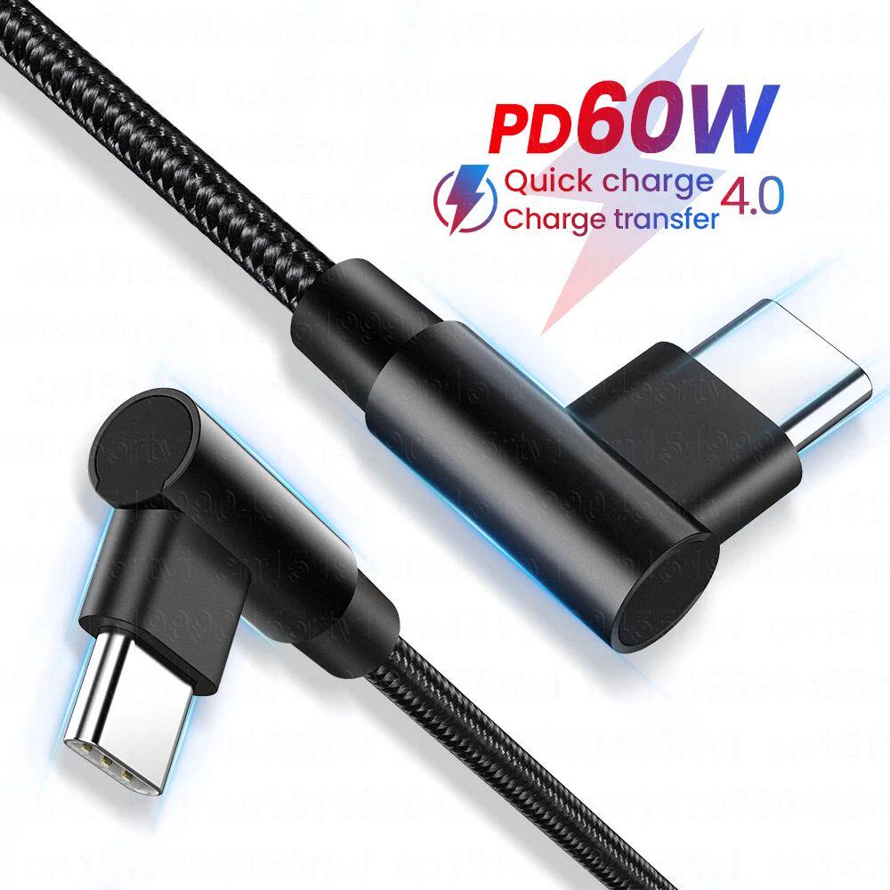 USB Type C to Type C Elbow 90 Degrees PD 60W Fast Charging C