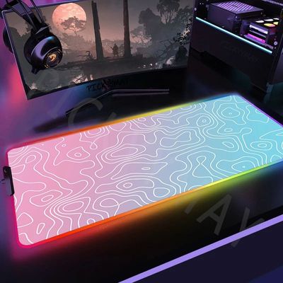 Large RGB Mouse Pad Colorful Topographic XXL Gaming Mousepad