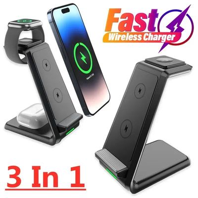 3In1 Quick Wireless Charger Stand Pad for iPhone 16 15 14 13