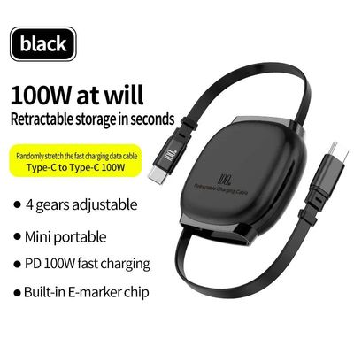 100W USB C to USB C Cable,Retractable Portable Charger Cord,Type C Quick Charging Wire for iPhone 17