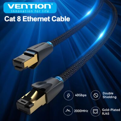 New Cat8 Ethernet Cable 40Gbps Gaming High Speed 2000MHz Double Shield Networking Cotton Wire forPc