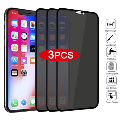 3Pcs Full Cover Black Edge Anti-spy Tempered Glass Private Screen Protector For iPhone 15 14 13 12 1