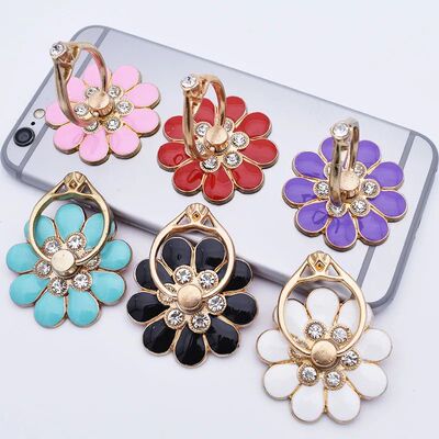 Flower mobile phone bracket metal diamond 360 degree rotatin