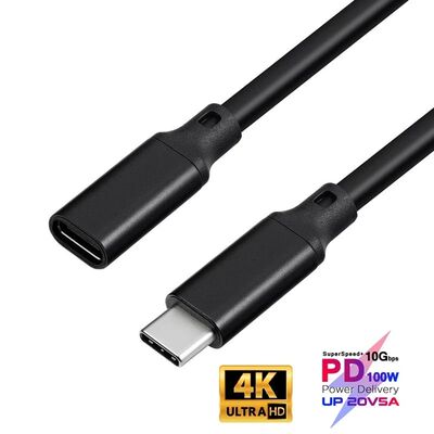 2M 10Gbps Gen2 Type-C USB 3.1 Male to USB-C Female Extension Data 100W Charging Cable Extender Cord