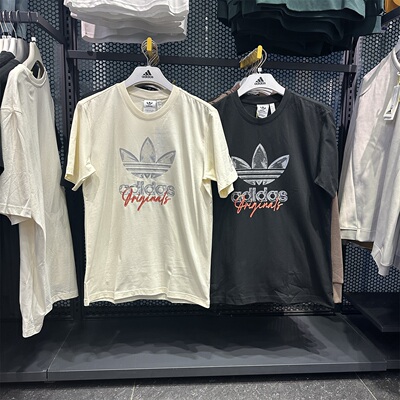 阿迪达斯三叶草半袖男夏款大LOGO印花宽松休闲运动短袖T恤IS2910