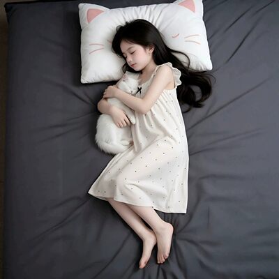 萱筱猫夏季女童冰丝睡裙高颜值