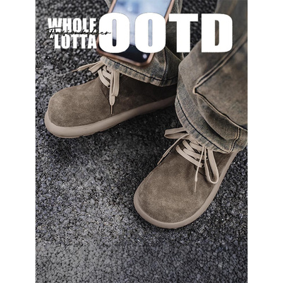 NewRockStarChoppa Cleanfit绒面大头德比潮鞋顶男Vibe勃肯包头鞋