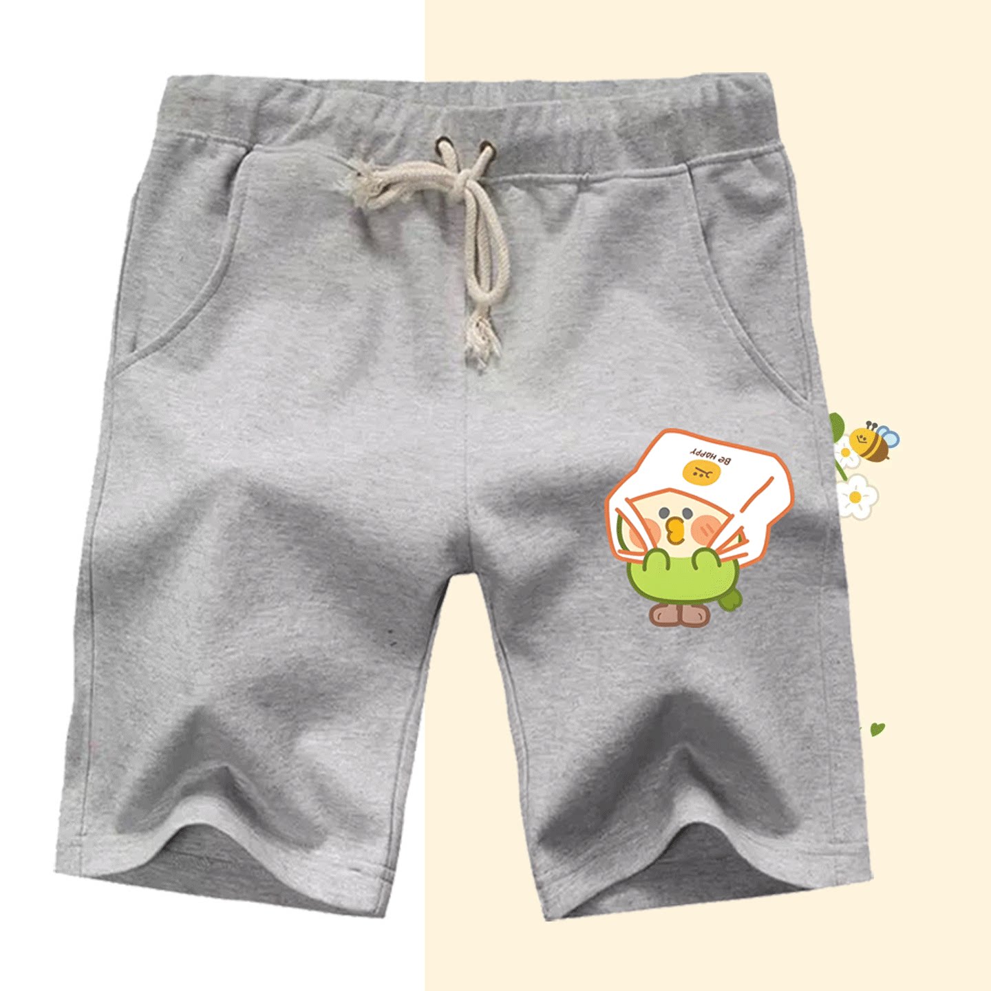 小鹦鹉bebe卡通可爱可定制情侣五分运动短裤周边男女情侣夏季休闲