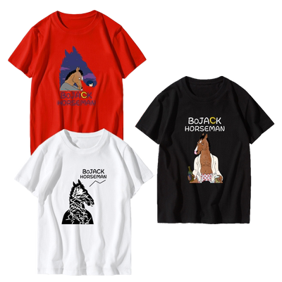 马男波杰克美剧BoJack Horseman短袖T恤衫男女动画周边衣服半截袖
