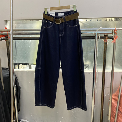 秋款高腰宽松显瘦直筒牛仔裤女