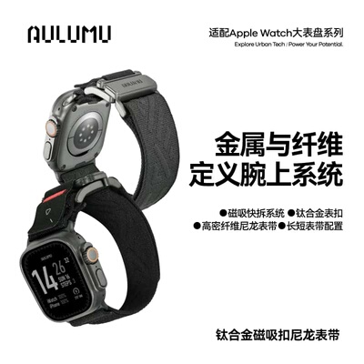 奥鲁姆磁吸扣快拆编织尼龙表带
