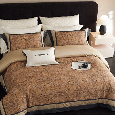 LOOPS LOVE复古风全棉植物花卉四件套贡缎工艺长绒棉床上用品套件