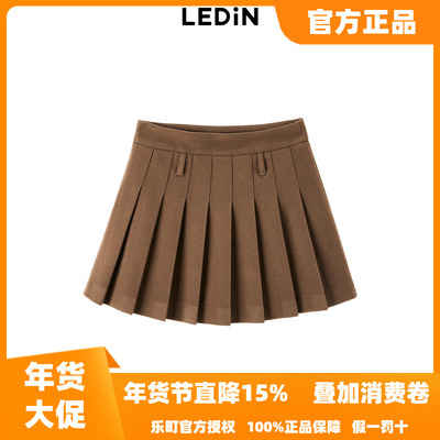 【断码清仓】乐町学院百褶裙女冬季修身短裙C2GED4503