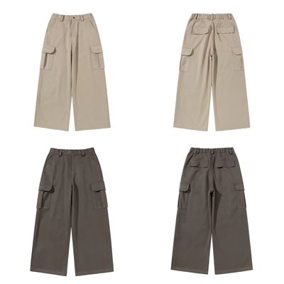 壹番ICHIBAN 日系复古加厚大口袋直筒阔腿工装裤 宽松休闲长裤男