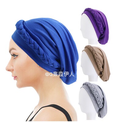 麻花辫子民族帽简便包头帽子可藏发套头帽非洲风turban wowen hat